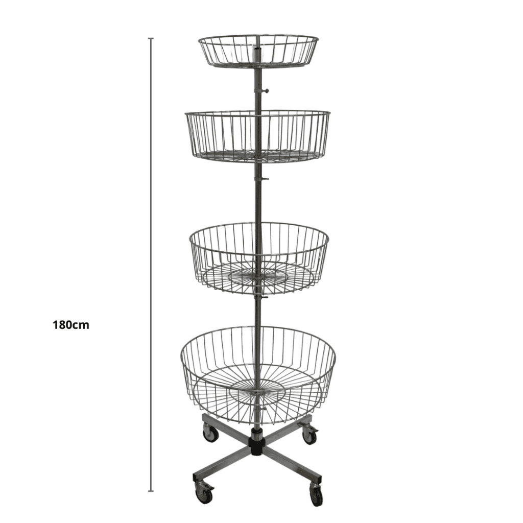 5 Round Tier Metal Wire Basket Display Stand - Chaaban Bros
