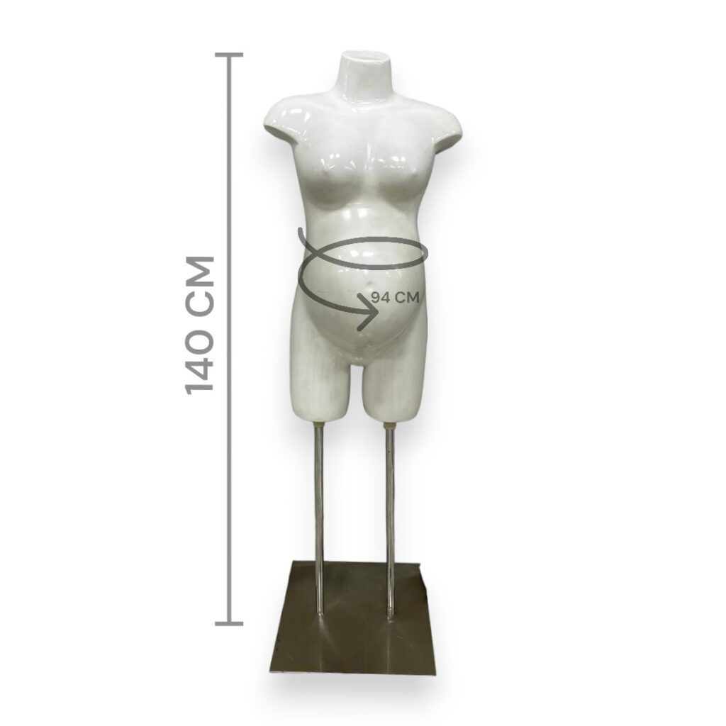 White Pregnant Torso Half Mannequin With Mattel Stand